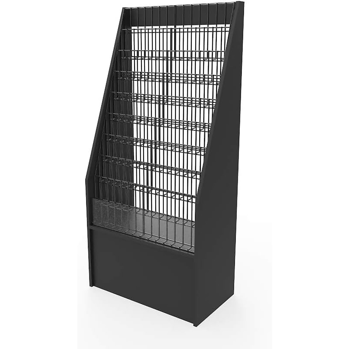 FixtureDisplays® Literature Rack Brochure Holder Leaflet Coupon Stand Greeting Card Rack 9 tier 45 facing Travel Information Kiosk Easy Assembly Video in Description 1453 Black-NF
