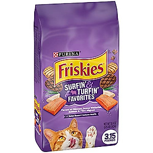 Purina Friskies Surfin' & Turfin' Favorites Dry Cat Food, 3.15 Lb Bag (Pack Of 2)