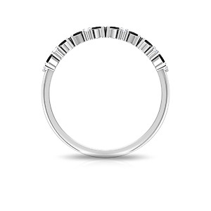 Lab Created Black and White Diamond Ring, Marquise Cut Created Black Diamond Semi Eternity Ring, 14K White Gold, Size:US 8.00