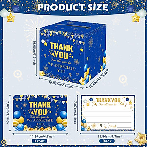 51Pcs We Appreciate You Card Box Decorations Blue Gold Thank You Party Favor Card Box with 50Pcs Thank You For All You Do Cards for Employee Staff Teacher Doctor Graduation Appreciation Party Supplies