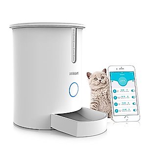 Automatic Pet Feeder for Cats and Puppies, Smart Food Dispenser Up to 6 Meals a Day Scientific Feeding Keep Pets Weight Health Controlled by IPhone Android or Other Smart Devices Anywhere
