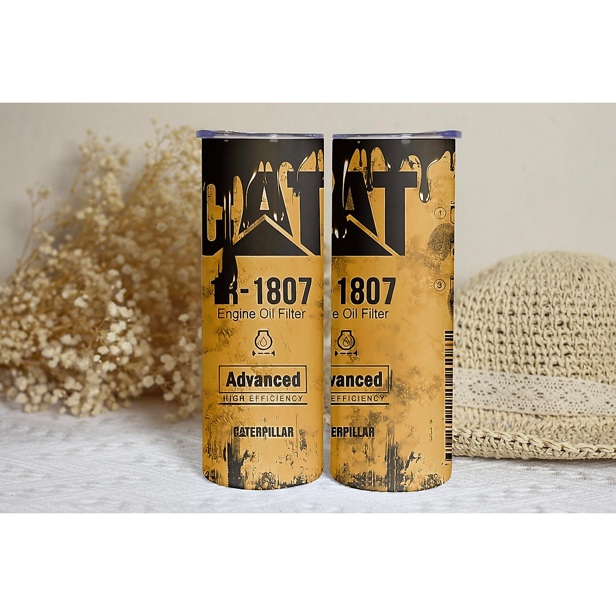 Caterpillar 1R-1807 Advanced High Efficiency Engine Oil Filter, Black and Yellow