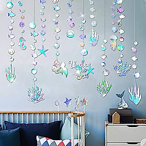 Iridescent Under The Sea Party Garland Decoration for Mermaid Birthday Party Decorations Ocean Theme Banner Streamer Backdrop for Baby Shower Party Supplies