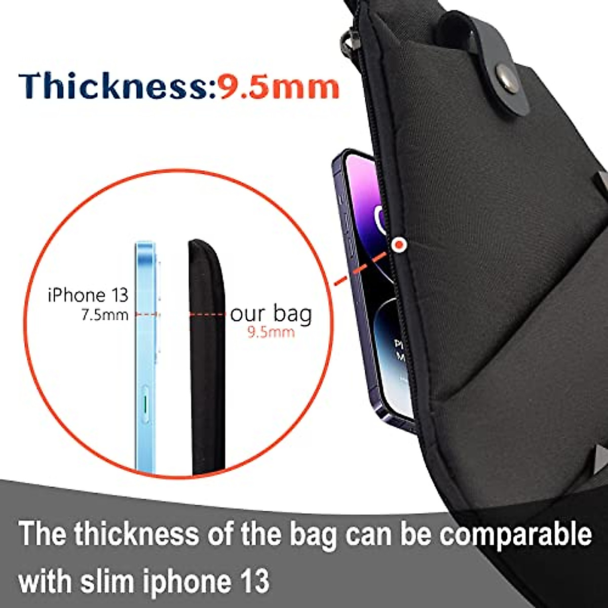 Lcpadri Anti-Theft Crossbody Bag for Women Men, Waterproof Shoulder Backpack Sling Chest Crossbody Bag with 4 Pockets Adjustable Strap, Casual Daypack for Travel Running Hiking Camping