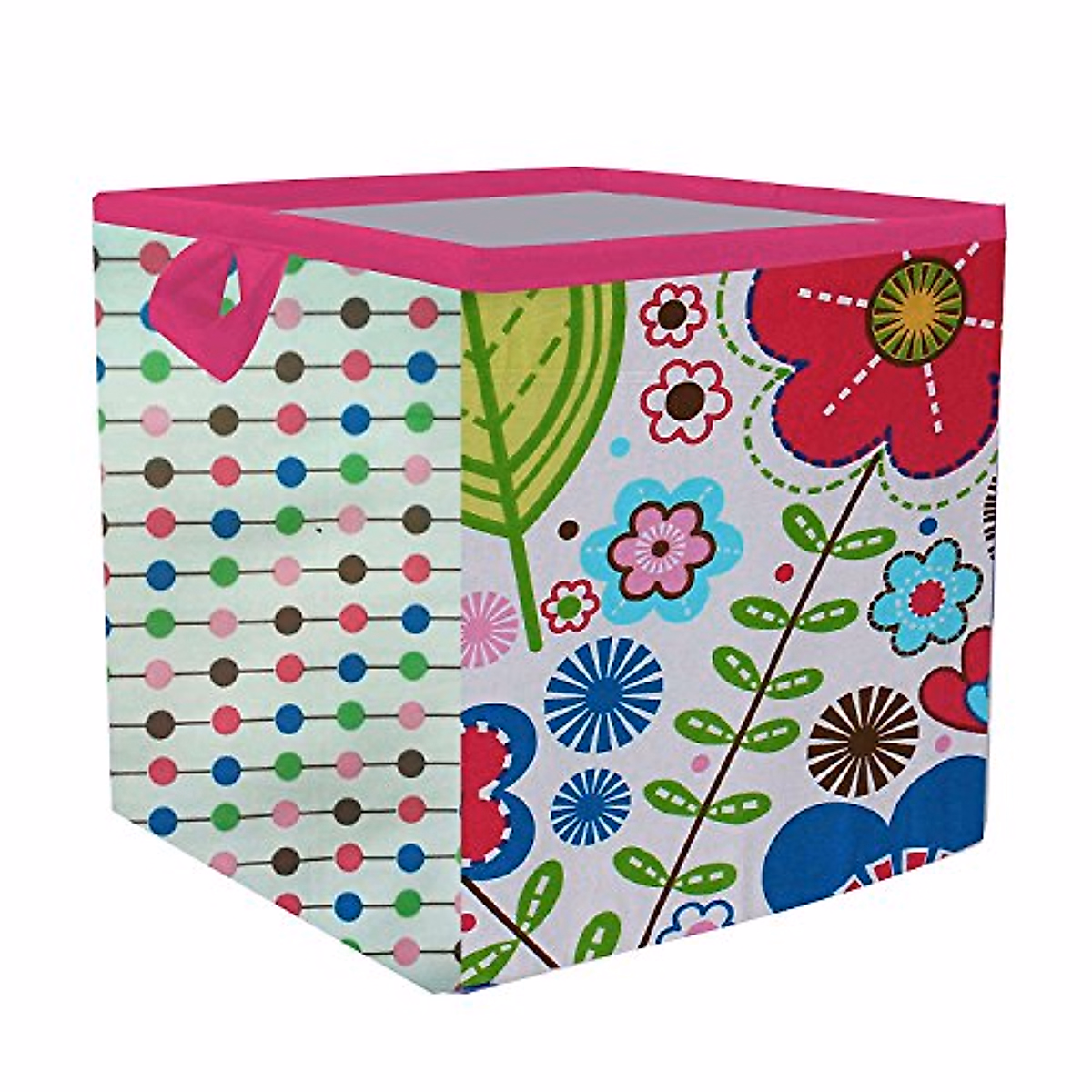 Bacati - Storage Tote (Small 10 x 10 x 10 inches, Botanical Pink)