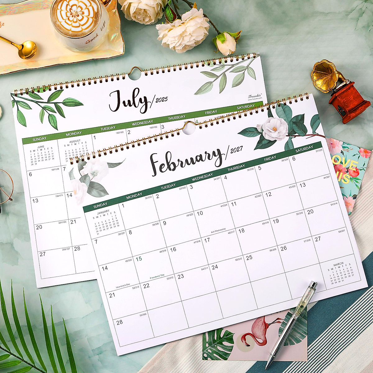 Wall Calendar 2023-2024 - 2 Yearly Wall Calendar 2023-2024, JULY 2023 - JUNE 2025, 14.8'' x 11.5'', Twin-Wire Binding, Large Blocks with Julian Dates, Perfect for Planning and Organizing Your Home and Office