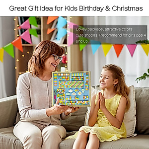 POMIKU Wooden Bead Kits for Kids 4-6, Jewelry Toys for 4, 5, 6, 7 Year Old Girls Birthday Christmas Gifts, Alphabet Necklace Making Kit