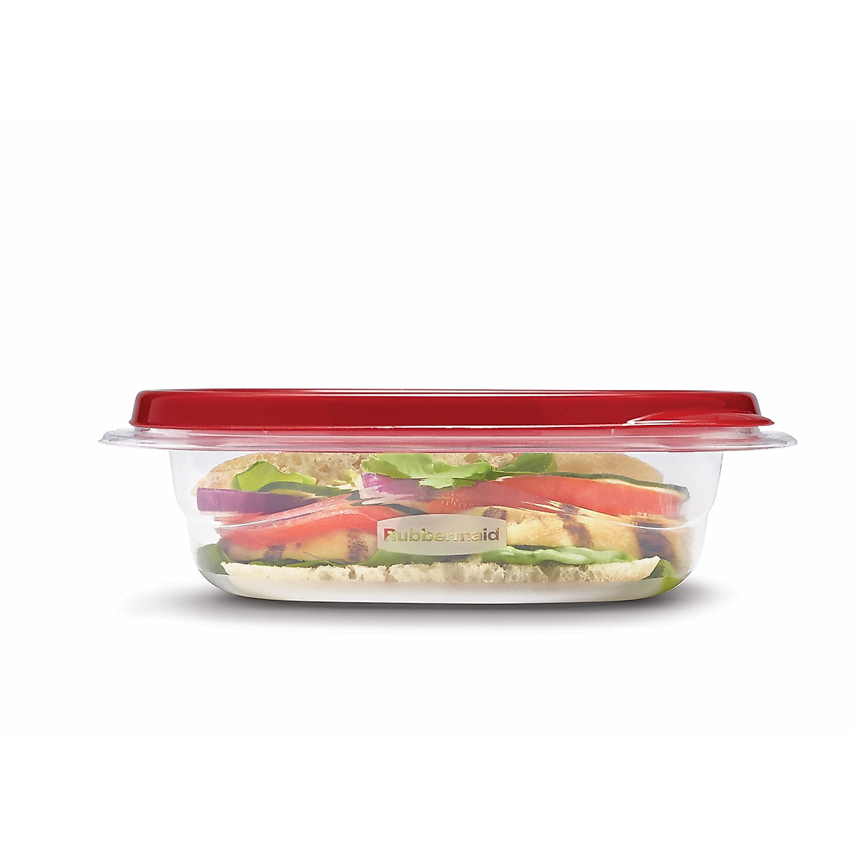 Rubbermaid TakeAlongs 2.9-Cup Square Food Storage Containers, 4-Pack, Chili Red