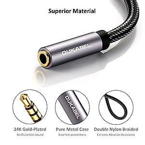 DUKABEL Headphone Extension Cable, 3.5mm Male to Female Stereo Audio Cable Lossless Audio Sound Premium Audio Cord Extension Cable Gold Plated Jack & Strong Nylon Braided - Top Series (4ft/1.2m)
