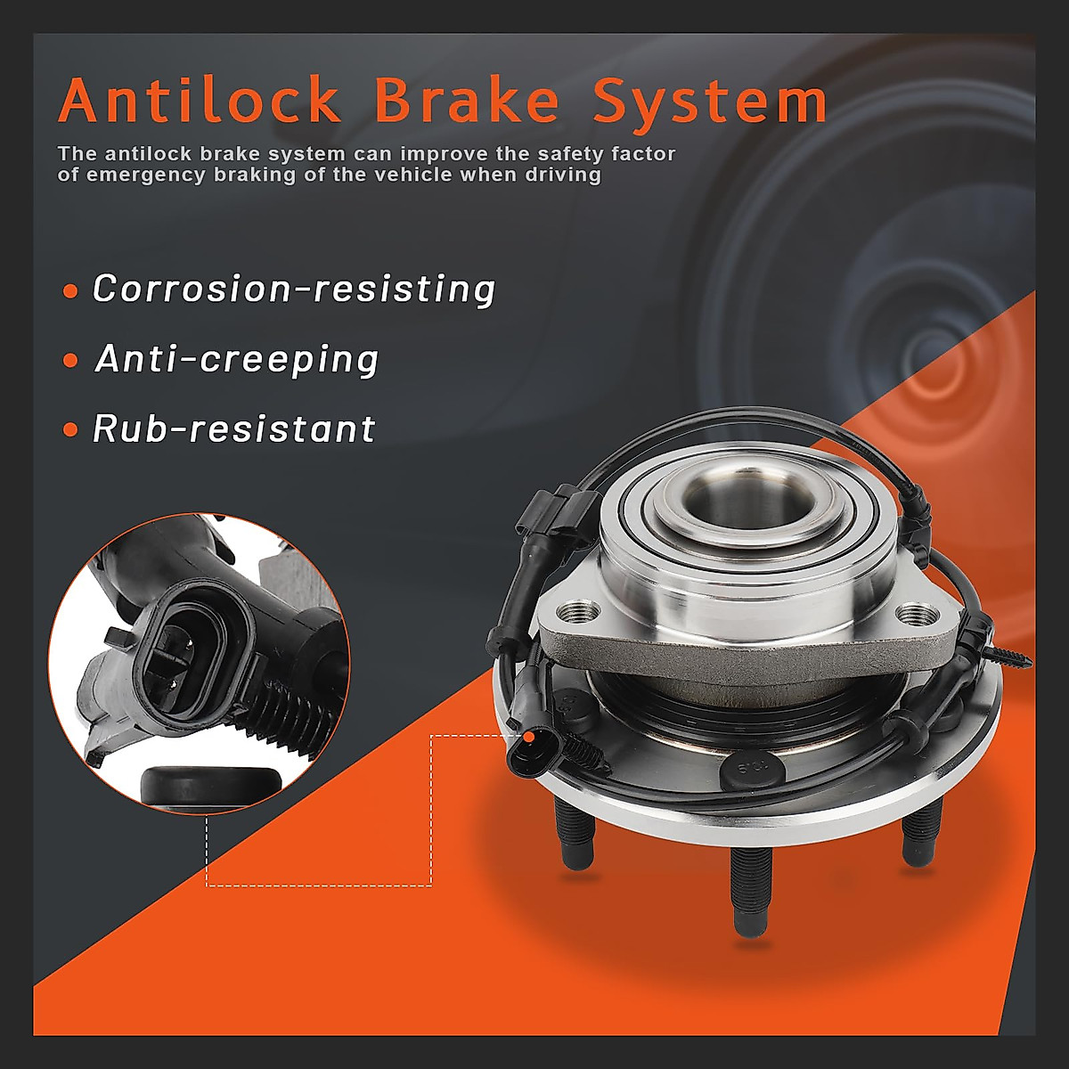 4WD Only Front Wheel Hubs and Bearing Assembly 4x4 AWD for Chevrolet 2002 03 04 05 06 Silverado/Suburban/Avalanche 1500 Tahoe GMC Sierra Savana Cadillac Escalade 6 Lugs w/ABS