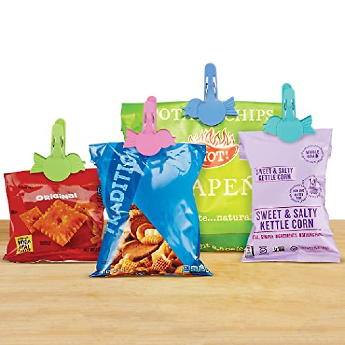 Collections Etc Multipurpose Colorful Sealing Bird Clips - Set of 24