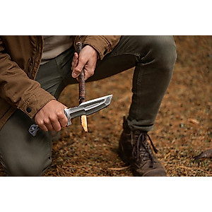 GCS Knives Handmade D2 steel tracker knife with Pure leather sheath Fire starter 6 inch (20,000 strikes) and sharpening stone