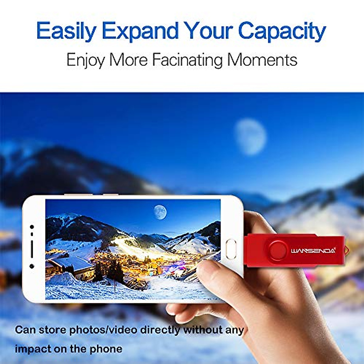 64GB Micro USB Photo Storage Keychain USB Flash Drive for Android Phone Samsung Galaxy S7/S6/S5/S4/S3, Note5/4/3/2, A7/A8/A9,C5/C7, LG V40,G4,Q7,LG Stylo3 (64GB, Red)