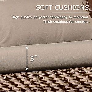 PURPLE LEAF Patio Porch Swing Chair with Canopy 2 Person Hand-Woven Wicker Outside Glider w/Solar LED Light and Cushions for Backyard Loveseat Bench Outdoor Hamock Swinging Chairs