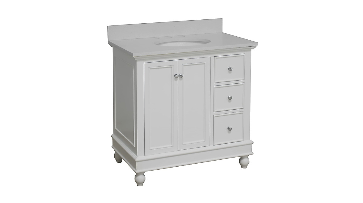 Bella 36" White Quartz Vanity - Fully Assembled Bathroom Cabinet