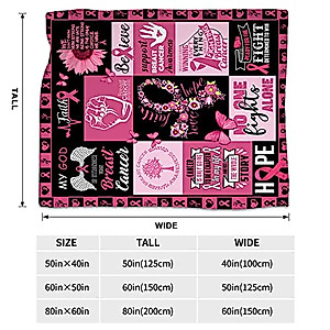 COTIMO Breast Cancer Awareness Blanket Breast Cancer Survivor Gifts for Women Cancer Throw Blankets Fight Cancer Gift for Chemo Patients Friends Colleagues 50x60 in