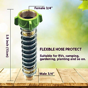 HQMPC Garden Hose Extension Adapter Hose Kink Protector RV Flexible Hose Protector 3/4" GHT Spring Garden Hose Coiled Spring Protector 2Pcs