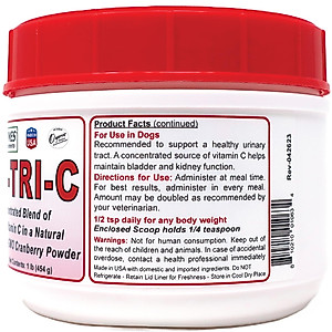 Dogzymes Cran Tri C Urinary Tract Support, Vitamin C Blend, 1418mg per Teaspoon (1 Pound)
