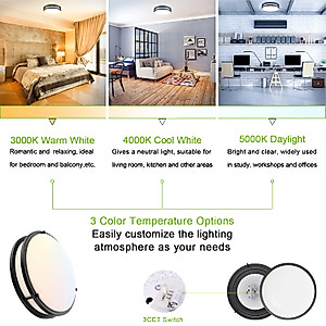 Yogaret 13 Inch LED Ceiling Light Fixture: 40W Flush Mount Ceiling Light 4000 Lumens Dimmable, 3000K/4000K/5000K Modern Ceiling Lamp for Bedroom Kitchen Bathroom Hallway Closet Laundry