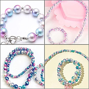 1200 Pieces Gradient Pearl Beads for Jewelry Making Faux ABS Pearls Beads for Craft DIY 6mm Loose Round Spacer Beads with Hole Multicolored Smooth Beads for Bracelets Earrings Necklaces (15 Colors)