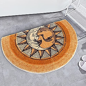Creative semi-Circular Area Carpet Anti-Slip Super Absorbent Carpet,Sun and Moon mat,Shaggy Throw Rug for Living Room Bedroom Bathroom Home Decor