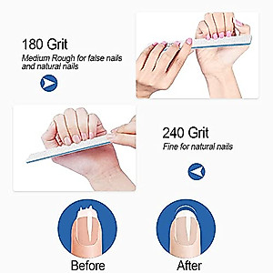 Nail File-Nail Files for Natural Nails 180/240 Grit, Emery Boards Nail Files Double Sided, 12 PCS Professional Manicure Tools for Nail Tech