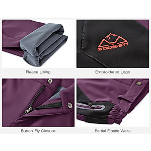 Rdruko Women's Ski Pants Waterproof Insulated Outdoor Hiking Winter Softshell Cold Weather(Purple, US M)