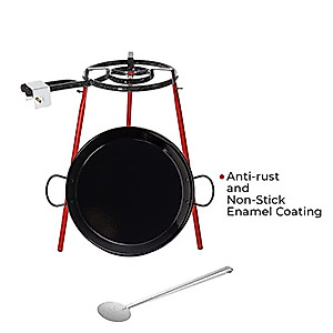 Vaello 18" Outdoor Paella Set for up to 12 people with gas burner, rust-free non-stick FREE Spatula