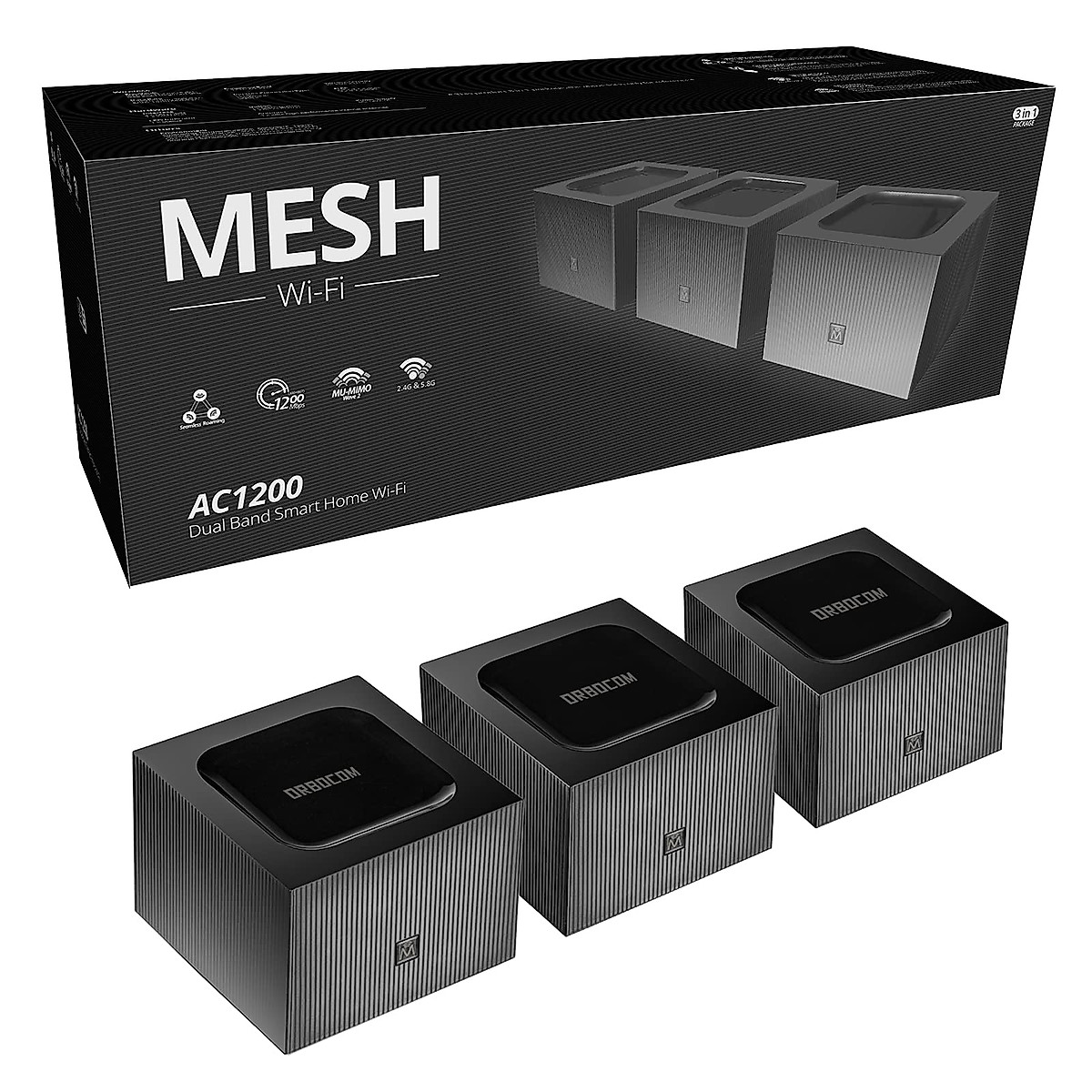Whole Home Mesh WiFi System 2.4+5.8GHZ WiFi Extender- Up to 4500 Sq.ft. Coverage - Support 90 Client Devices - WiFi Router/Extender Replacement with 3 Ethernet Ports and Cables, Easy Setup, 3-Pack