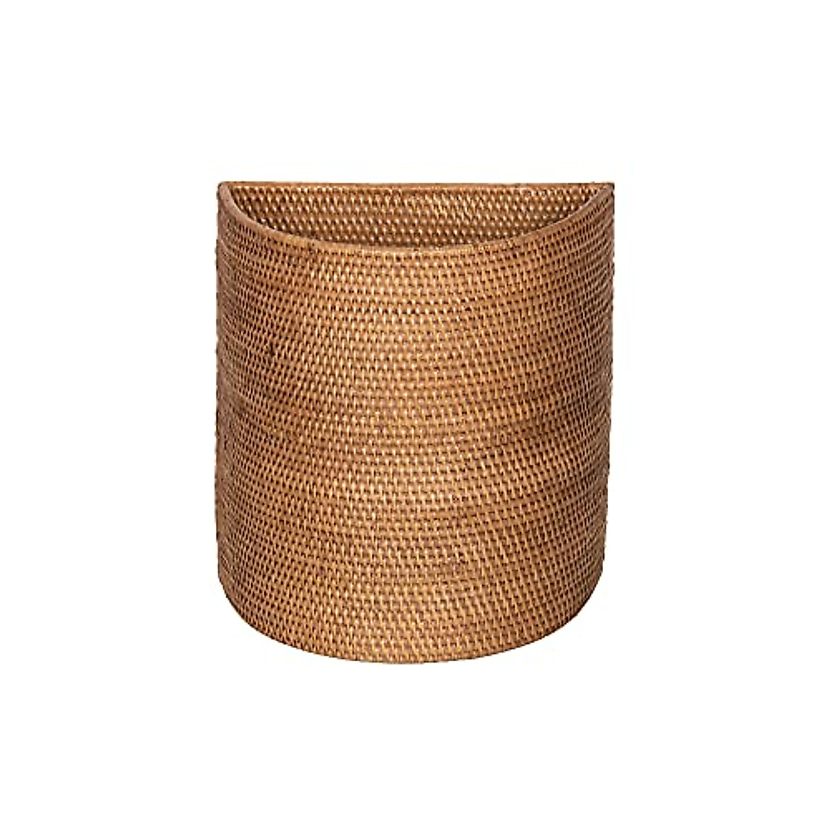 KOUBOO 1030082, Honey Brown Handwoven Half-Moon Rattan Waste Basket