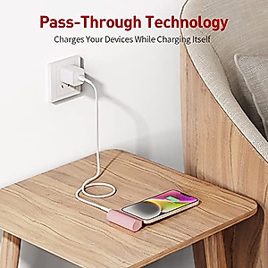 iWALK Mini Portable Charger for iPhone with Built in Cable, 3350mAh Ultra-Compact Power Bank Small Battery Pack Charger Compatible with iPhone 14/13/13 Pro/12/12 Pro/11/XR/XS/X/8/7/6,Pink