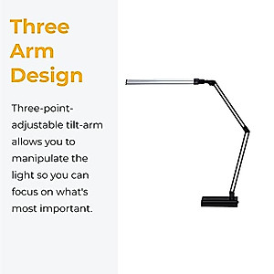 V- Light Advantus Energy Efficient LED Desk Lamp, Black and Silver 3 x 3 x 21.5