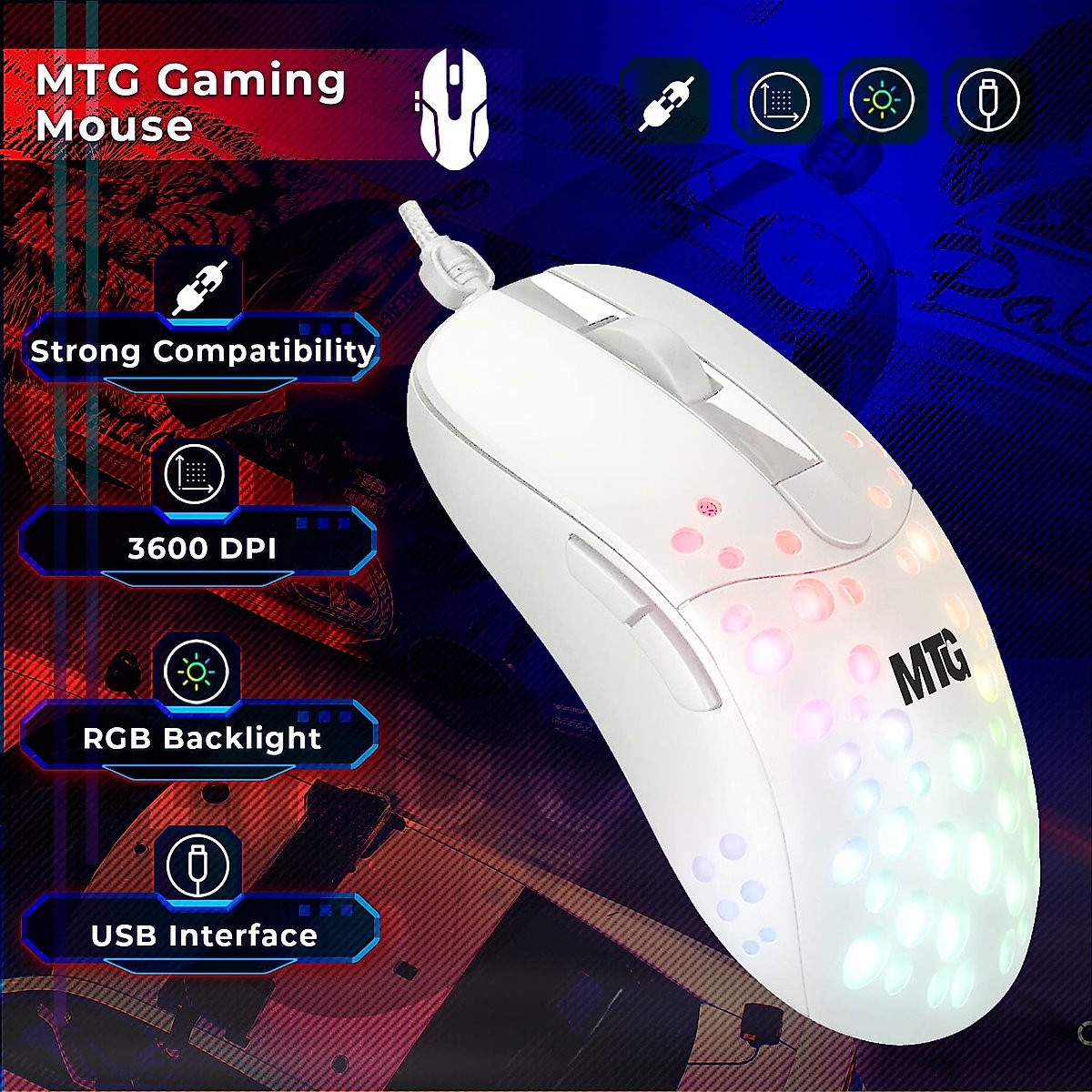 Gaming Kit for PC, RGB Keyboard and Mouse, Gaming Headphone, Large LED Desk Mat with Smooth Surface with RGB Modes for Desktop Computer, Xbox and PS4 Gamers - MTG 4 in 1 Combo