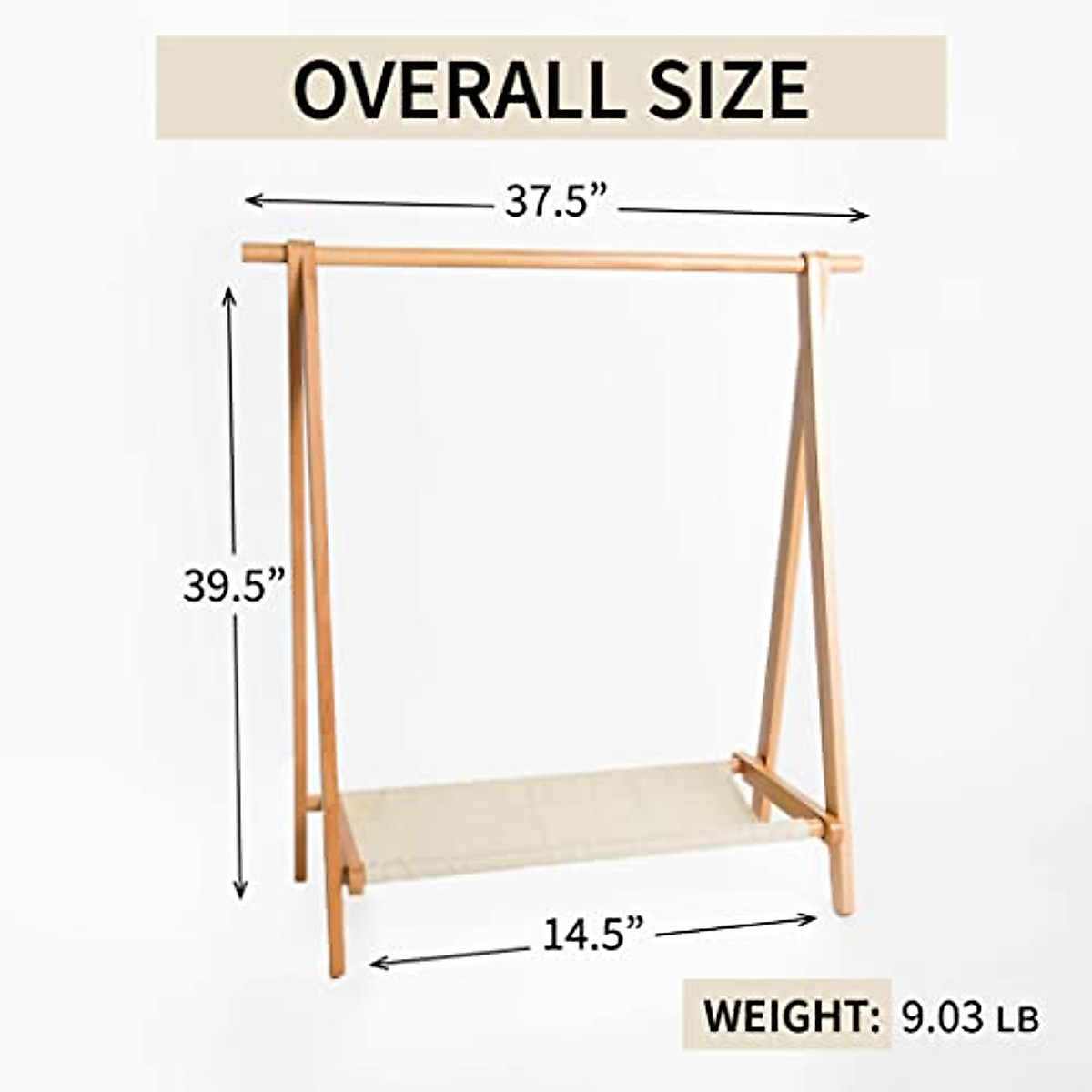 Kids Clothing Rack with Hanging Rod and Bottom Shelf Storage Space- Lightweight and Durable Wooden Frame- Child Garment Rack for Small Space