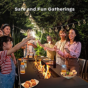 Ciays 42 Inch Gas Fire Pit Table, 50,000 BTU Propane Fire Pits for Outside with Steel Lid and Lava Rock, 2 in 1 Firepit Table for Gatherings Parties on Patio Deck Garden Backyard, Black