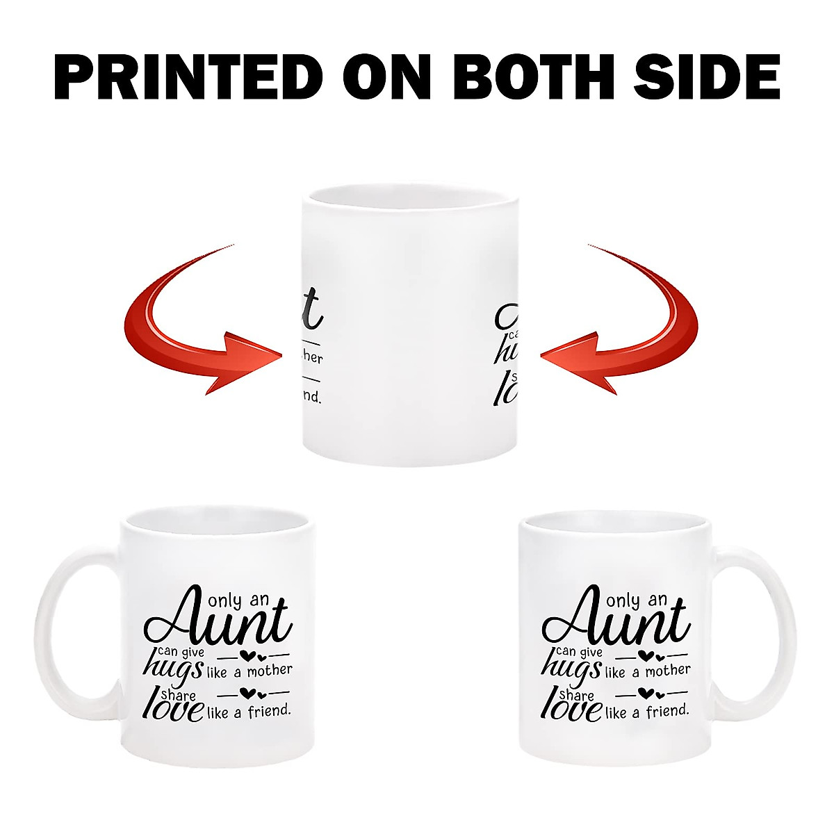 Only An Aunt Can Give Hugs Like a Mother Share Love Like a Friend Coffee Mug, Auntie Aunt Mug, Christmas Gifts for Aunt Auntie, Birthday Mothers Day Gifts for Aunt from Nephew Niece, 11 Oz