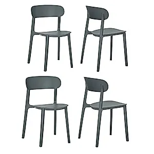 CozyBlock 4 x Campus Series Side Chairs, Mid-Century Modern Dining Chair, Stackable Chair, Great for Indoor and Outdoor (Dark Grey)