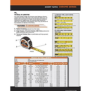 Keson PG1012 Short Tape Measure with Nylon Coated Steel Blade (Graduations: ft., 1/10, 1/100), 5/8-Inch by 12-Foot