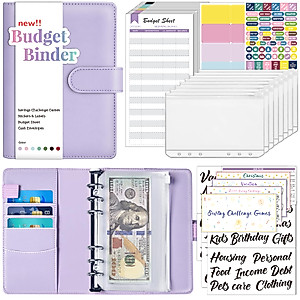 Sooez Budget Binder with Zipper Envelopes & Expense Budget Sheets, Money Organizer for Cash, Cash Envelopes for Budgeting, Savings Binder, Budget Binder with Cash Envelopes,Cash Wallet Envelope System