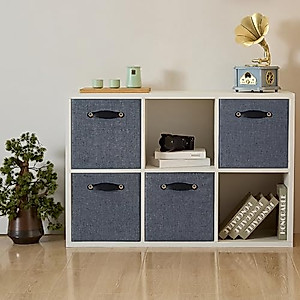 FABINADO Thickened Storage Cubes, 13x15 Inch Foldable Storage Cuby Bin with Dual Handles for Kallax, Slate Gray, 3 Pack