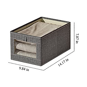 verrio Drawer Organizers for Clothes, Foldable Storage Bin Closet Organizer with Clear Window, Fabric Clothing Drawer Organizers for Shirts, Bra, Socks and Panties (A-14.17in)