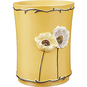 Zahari Home Decorative Trash Can for Bathroom, Office & Bedroom - 2.1 Gallons Stylish & Small Trash Can for Dorms, Desktop & Restroom - Chic Waste Basket for Compact Spaces, Poppy Fields