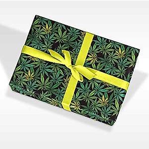 Gift Wrapping Paper Sheet, Hemp Theme Pattern, 2 Sheets - 7.5 sq. ft ea - Green Card Greetings
