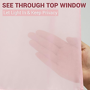 VIUOON No Hook Waffle Weave Shower Curtain with Snap-in Fabric Liner Set, Hotel Style with See Through Top Window, 230GSM Heavy Duty Fabric, Waterproof & Washable for Bathroom, 71W x 74H, Pink