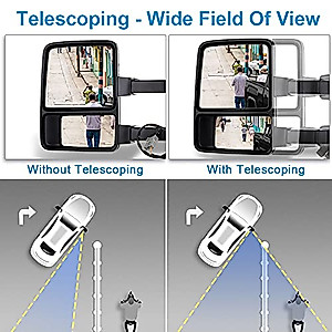 ECCPP Towing Mirror Replacement fit for 1999-2007 for Ford for F250 for F350 F450 F550 Super Duty Towing Mirrors Power Heated Turn Signal Light Pair Set Mirrors Chrome Cover Driver and Passenger Side