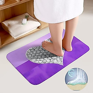 Bathroom Rug Set 2 Piece Purple Giraffe Diamond Heart Bath Rugs and U-Shaped Contour Toilet Rug, Non-Slip Bath Carpet Bath Mats for Bathroom 15.7"x23.6"