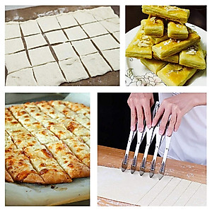 PAMISO 7 Wheel Pastry Cutter, Pasta Cutter, Adjustable Stainless Steel Round Dough Cutter Roller Cookie Pastry