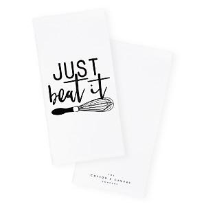 The Cotton & Canvas Co. Just Beat It Soft and Absorbent Kitchen Tea Towel, Flour Sack Towel and Dish Cloth