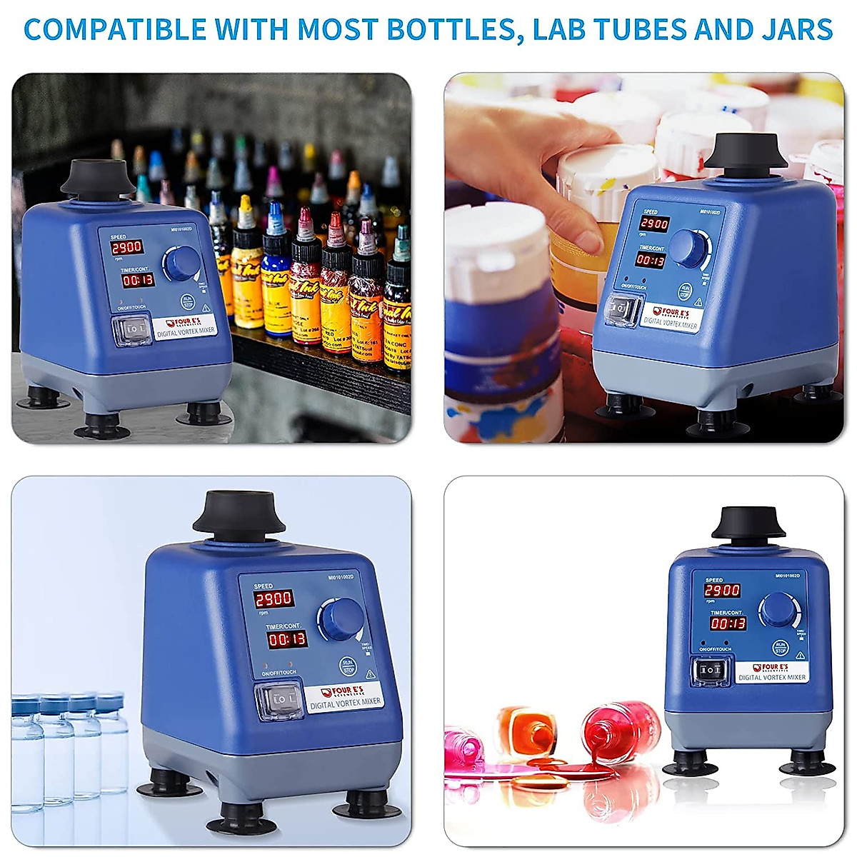 Laboratory Vortex Mixer, 0-3000RPM, LED Display Lab Vortex Shaker, Touch & Continuous Function, for Test Tubes Acrylic Paints Ink