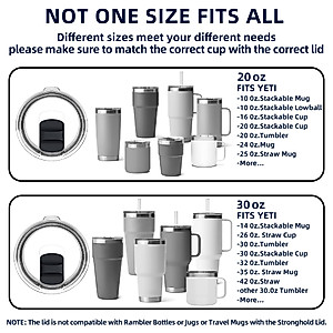 20 oz Tumbler Lid, Replacement Lids Compatible for YETI 20 oz Tumbler,10/24 oz Mug and 10 oz Lowball, Spill Proof Coffee Cup Covers with Magnetic Slider for Outdoor, BPA Free
